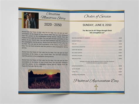 Canva Pastor Appreciation Day Program Template Rich Blue Gold Canva