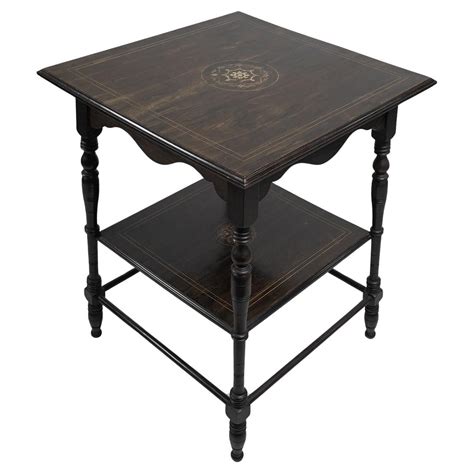An Aesthetic Movement Rosewood Two Tier Side Table Inlaid With Floral Decoration For Sale At 1stdibs