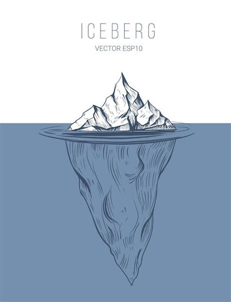 Premium Vector Iceberg Hand Drawn Arctic Landscape Line Art