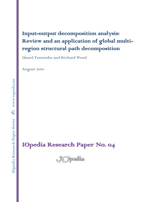 Pdf Input Output Decomposition Analysis Review And An Application Of