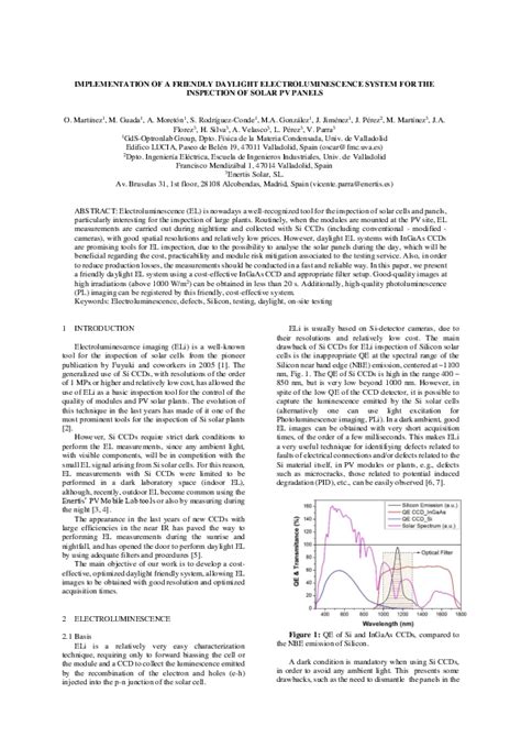 Pdf Implementation Of A Friendly Daylight Electroluminescence System For The Inspection Of