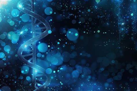 A Double Helix Dna Strand With A Glowing Blue Bokeh Background Premium Ai Generated Image