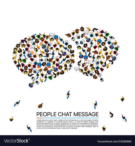 large group people in shape chat bubbles vector image