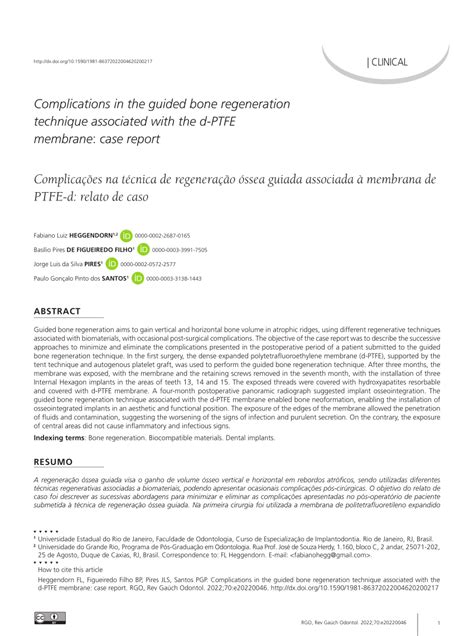 Pdf Complications In The Guided Bone Regeneration Technique