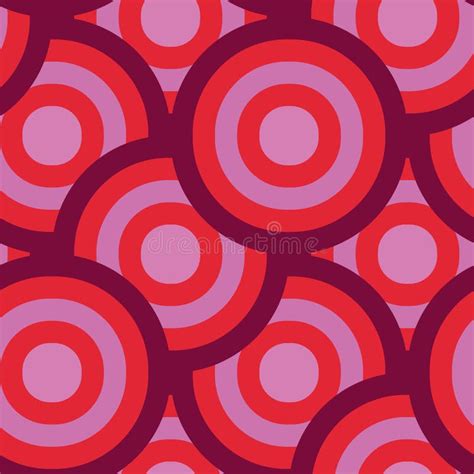 Vintage Groovy Retro 70s Overlapping Circles Seamless Pattern In Pink Orange And Burgundy