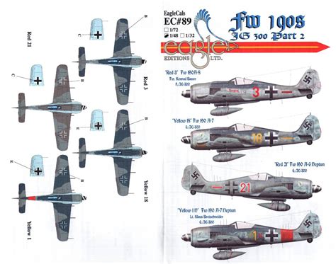 Yahooオークション Eaglecals Decal 48 89 Fw 190s Jg300 Part 2