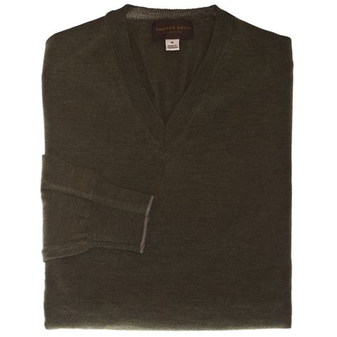 Green V Neck Wool Sweater Thomas Dean And Co