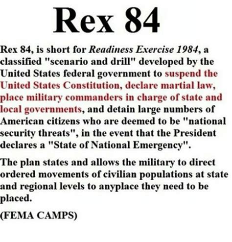 Will The Rex 84 Program Be Activated This Year