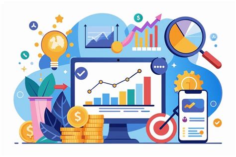 The Workspace Displays A Computer And Smartphone Analyzing Business