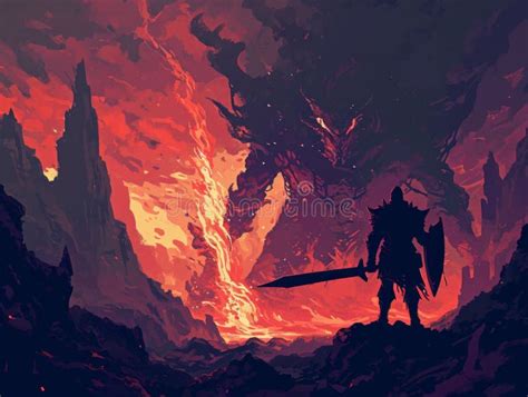 Ancient Warrior With Sword In The Cave Illustration Of A Fantasy