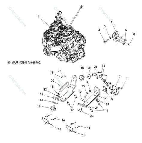 Polaris Snowmobile 2009 Oem Parts Diagram For Engine Mounting
