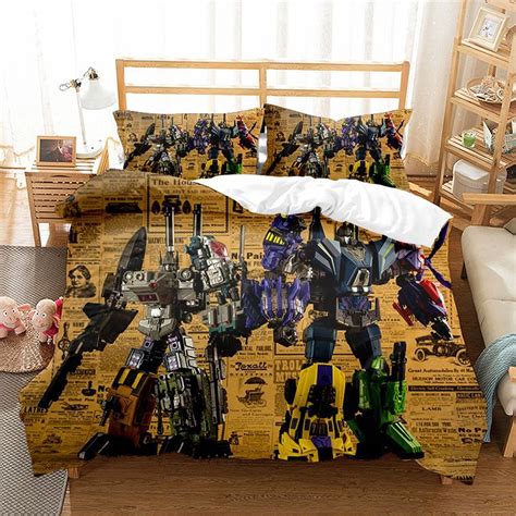 Transformers Duvet Cover Set Bumblebee Optimus Prime Quilt Cover For