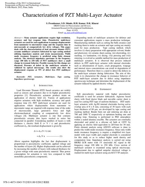 Pdf Characterization Of Pzt Multi Layer Actuator