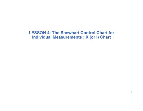 Lesson 4 The Shewhart Control Chart For Individual Measurements X