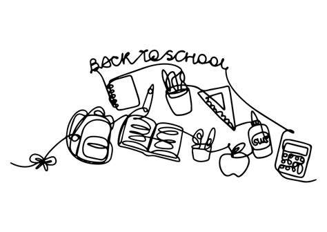 School Supplies Line Art Collection 66936796 Vector Art At Vecteezy