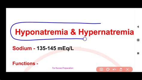 Hyponatremia And Hypernatremia Youtube