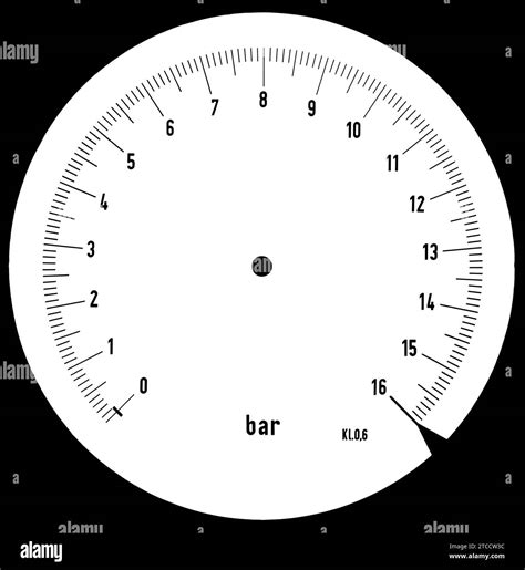 Round White And Analog Measuring Scale For Pressure With Values 0 To 16