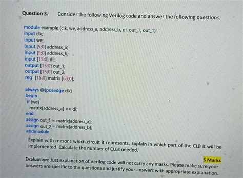 Solved Question 3 Consider The Following Verilog Code And