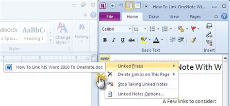How To Link Ms Word 2010 To Onenote And Use It For Writing Linked Notes