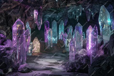 Premium Photo Crystal Cave System With Entrances To Different Su