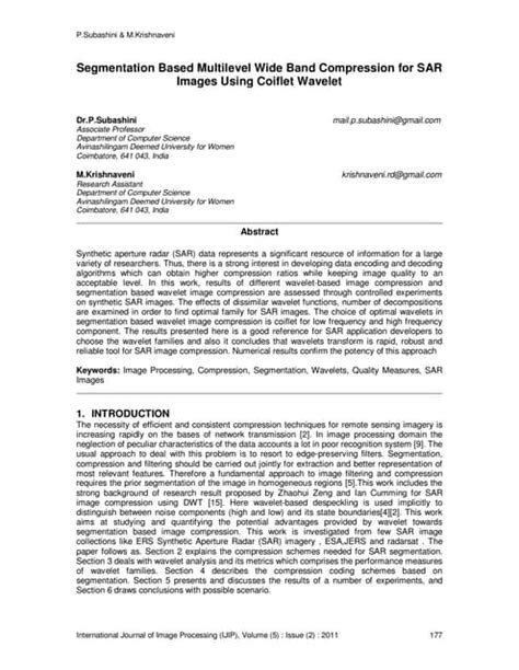 segmentation based multilevel wide band compression for sar images