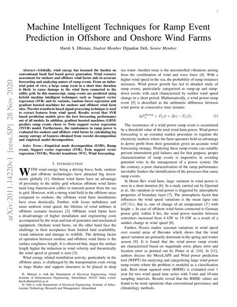 Machine Intelligent Techniques For Ramp Event Prediction In Offshore