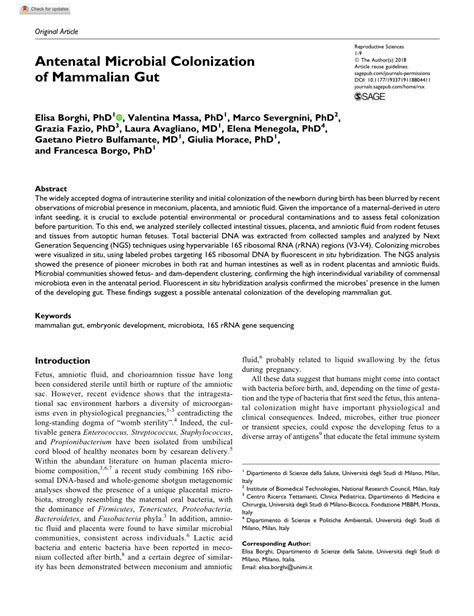 Pdf Antenatal Microbial Colonization Of Mammalian Gut