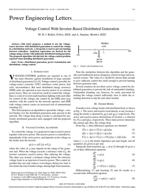 voltage control with inverter based distributed generation pdf