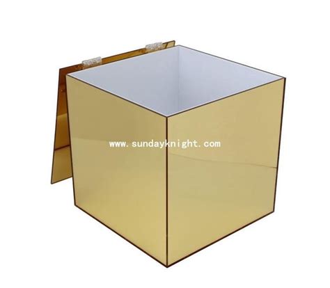 Custom Gold Mirror Acrylic Plexiglass Box With Lid Acrylic Box Custom Mirrors Acrylic