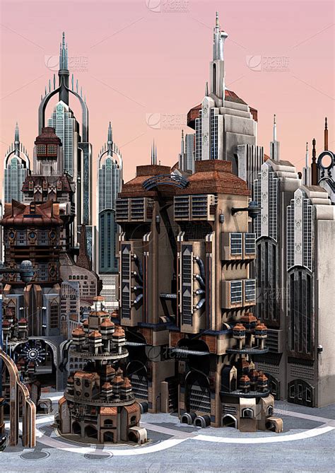 3d渲染科幻未来城市