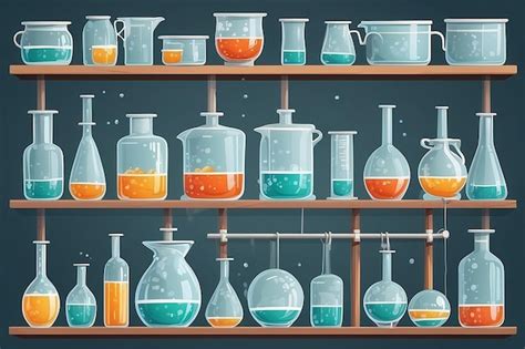 Premium Photo Lab Glassware Drying On A Rack Vector Illustration In