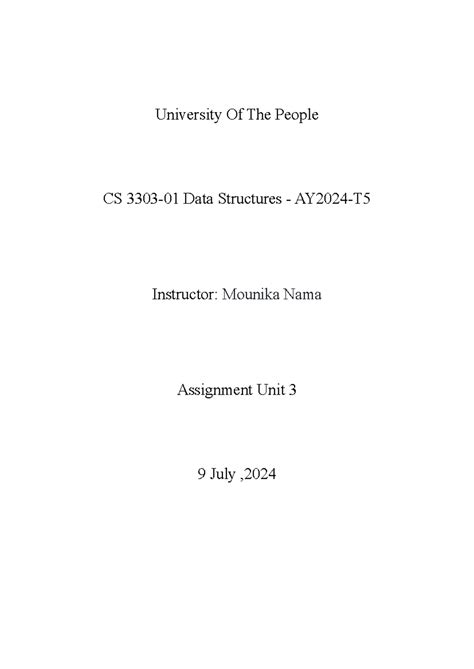 Programming Assignment Unit 3 Cs3303 University Of The People Cs