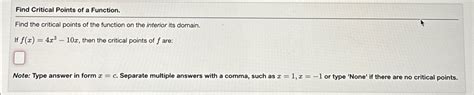 Solved Find Critical Points Of A Functionfind The Critical