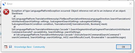 using a tm gives object reference not set to an instance of an object