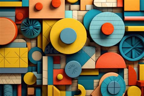 Vibrant Abstract Background With Layered Geometric Shapes Creating A Dynamic And Retro