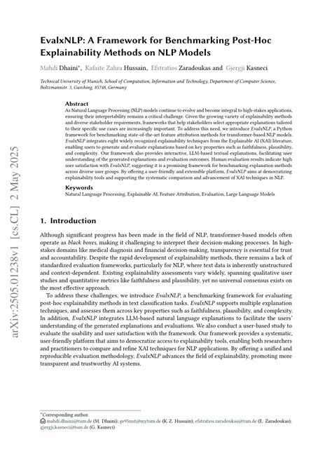 Pdf Evalxnlp A Framework For Benchmarking Post Hoc Explainability