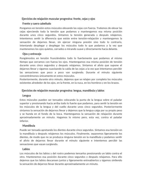 Tecnica De Relajacion Muscular Pdf