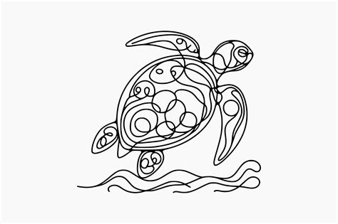 Sea Turtle Line Drawing Graphic By Berridesign · Creative Fabrica