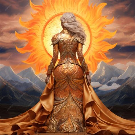 능력 있는 여성 태양 여신 의 빛나는 묘사 무료 사진