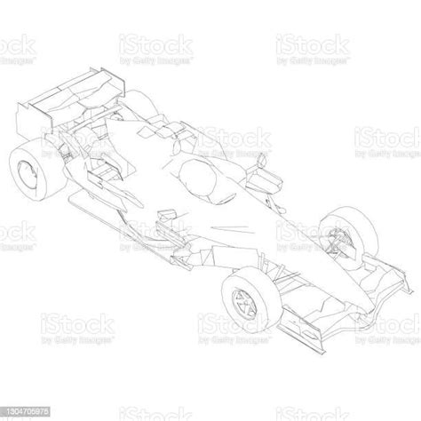 흰색 배경에 검은 라인에서 경주 자동차의 윤곽 등등 측정 보기 벡터 일러스트레이션 Brics에 대한 스톡 벡터 아트 및 기타 이미지 Brics Car Show 개념