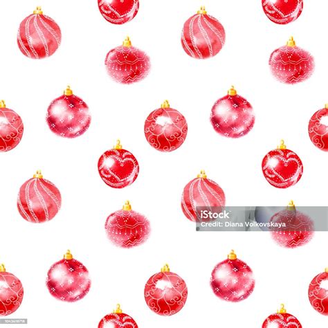 빨간 크리스마스 트리 볼 장식으로 빛나는에서 완벽 한 패턴입니다 0명에 대한 스톡 벡터 아트 및 기타 이미지 0명 가문비나무 공휴일 Istock