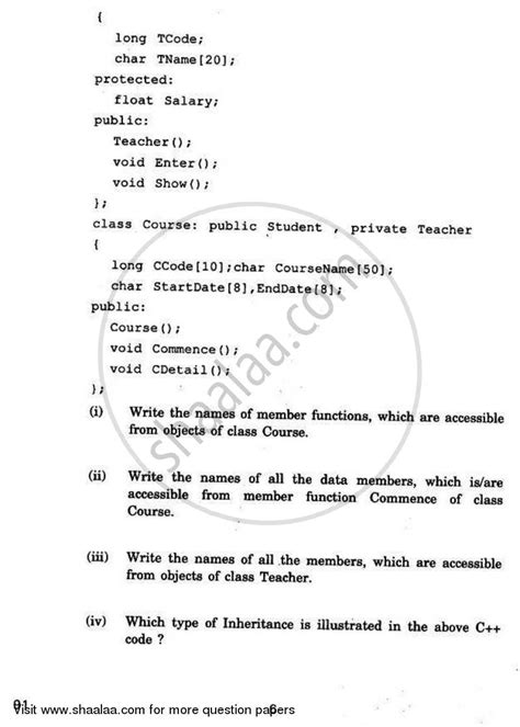 Computer Science Python Commerce English Medium Class Question Paper With