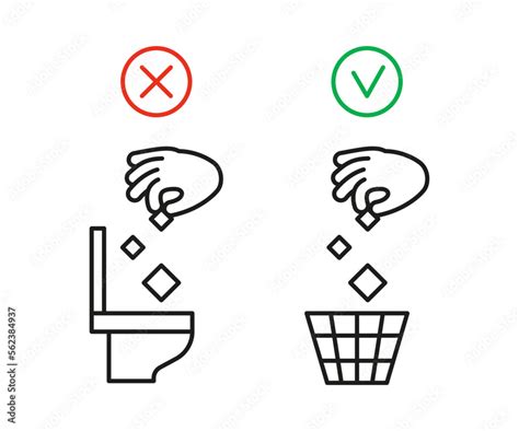 Vetor De Rule Take Out Rubbish In Basket But Not In Toilet Pan