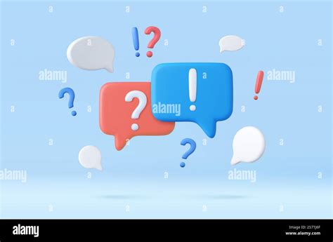 3d qa speech bubble with question and exclamation mark icon talk