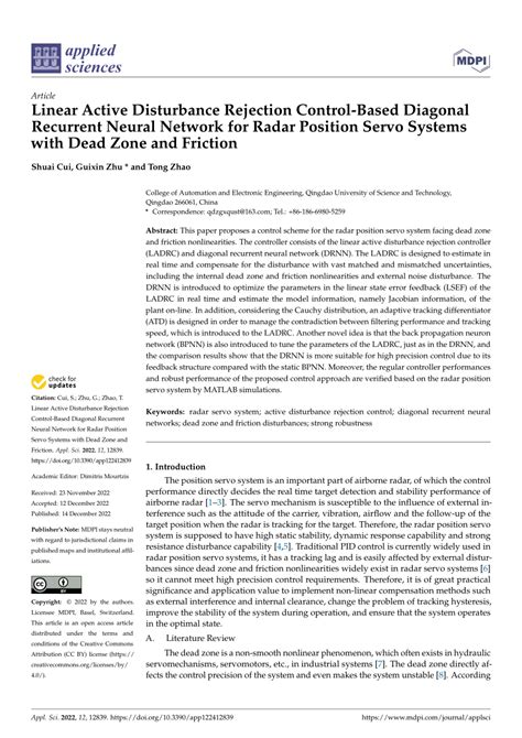 Pdf Linear Active Disturbance Rejection Control Based Diagonal Recurrent Neural Network For