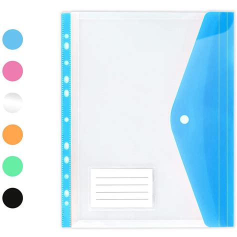 Badu Bg Джоб за класьори с размер A4 Прозрачни пластмасови пликове с дупки за папка за класьори