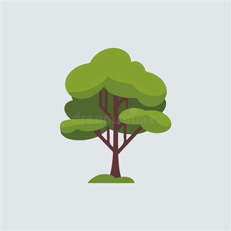 A Flat Style Bushy Tree On A Plain White Background Stock Vector Illustration Of Clean