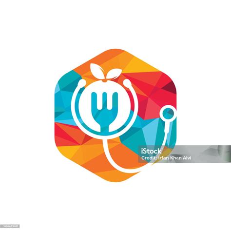 의료 식품 벡터 로고 디자인 템플릿 청진기와 건강 식품 다이어트 로고 개념 건강한 식생활에 대한 스톡 벡터 아트 및 기타 이미지 건강한 식생활 의사 개념 Istock