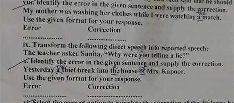 Viif Identify The Error In The Given Sentence And Supply The Correction