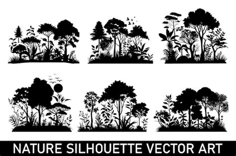 Paquete De Ilustración De Silueta De Bosque Paquete De Imágenes